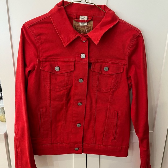 Levi's | Jackets & Coats | Levi Red Jean Jacket | Poshmark